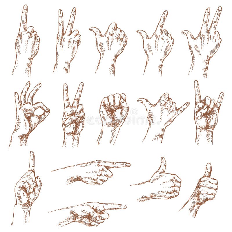 Skizze von Handzeichen vektor abbildung. Illustration von handzeichen ...