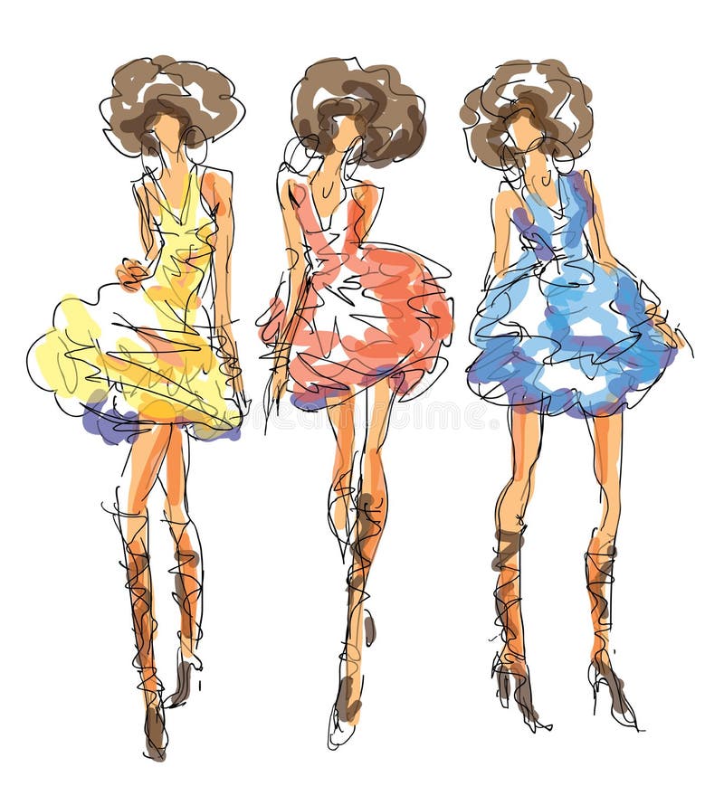 Skizzen-Mode-Haltungen stock abbildung. Illustration von zeichnung ...