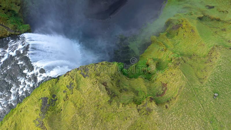 Skogafoss Waterfall, Aerial View by Drone, Iceland Stock Video - Video ...