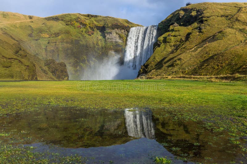 Waterfall Reflection in Water with Long Exposure. Stock Image - Image ...