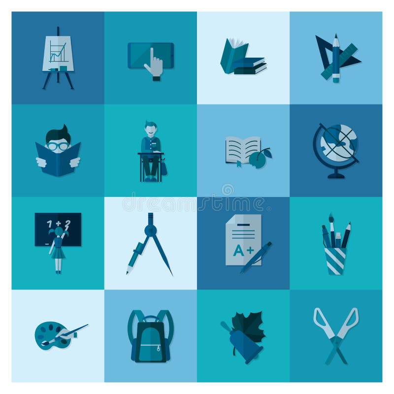 Skola- Och Utbildningssymboler Vektor Illustrationer - Illustration av ...