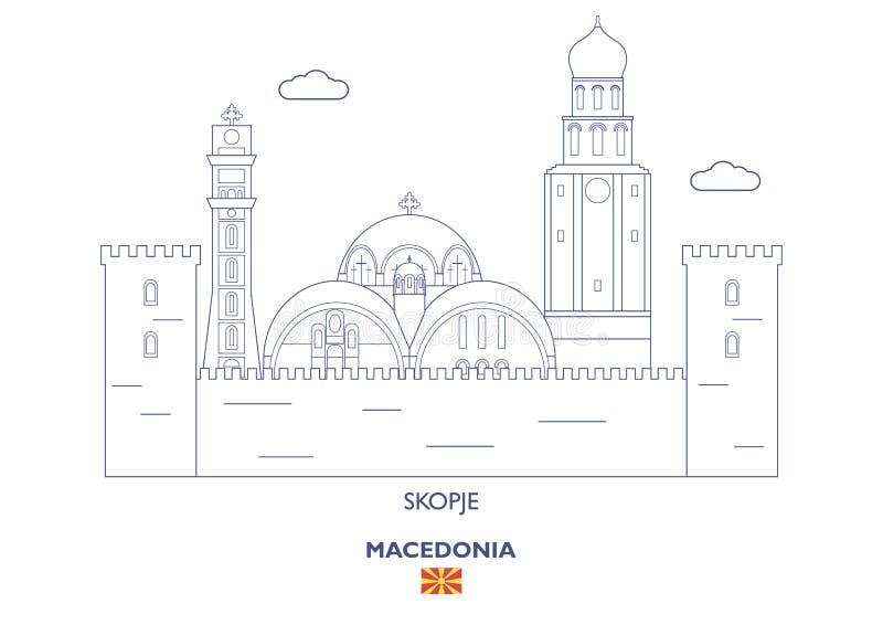 Skopje Macedonia Famous Architecture Stock Vector - Illustration of ...