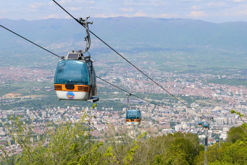 The Cableway To Mount Vodno from Skopje on Macedonia Editorial Stock ...