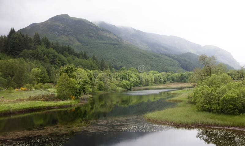 Skotska högland arkivfoto. Bild av vatten, buskar, mulet - 28902536