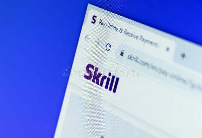Skrill website logo editorial stock photo. Image of screen - 296678598