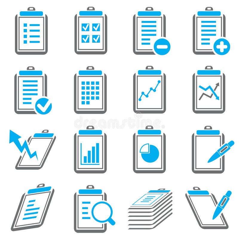 Skrivplatta- Och Rapportsymboler Stock Illustrationer - Illustration av ...