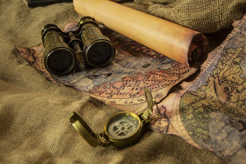 Skull and Adventure Objects for Exploration Stock Image - Image of ...