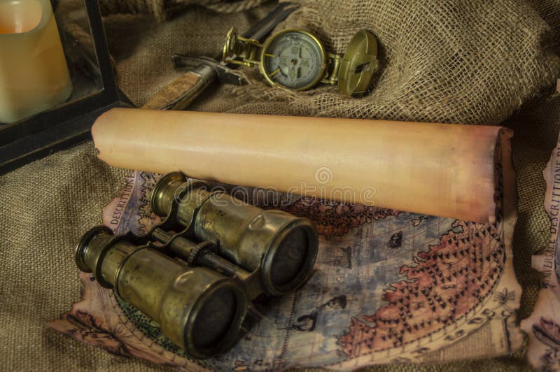 Skull and Adventure Objects for Exploration Stock Image - Image of ...