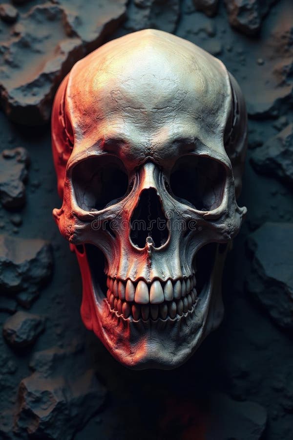 Skull with Aggressive Rock Texture Background, Middle Finger Extended ...