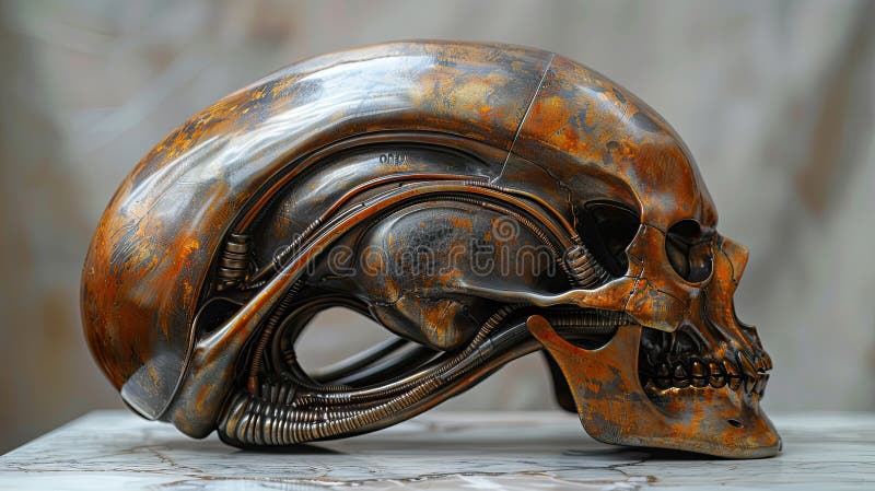 Skull of an ancient alien. stock illustration. Illustration of textured ...