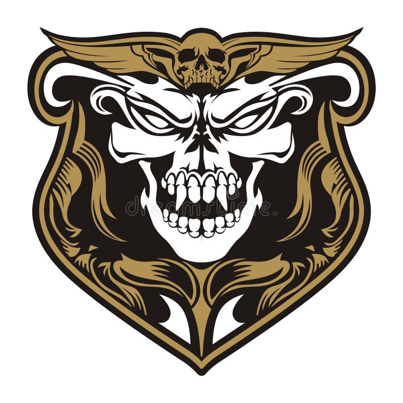 Skull 3 gear emblem stock illustration. Illustration of clothing - 50106262