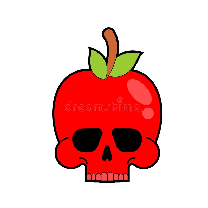 Skull Apple Isolated. Skeleton Deadly Scary Fruit Vector Illustration ...