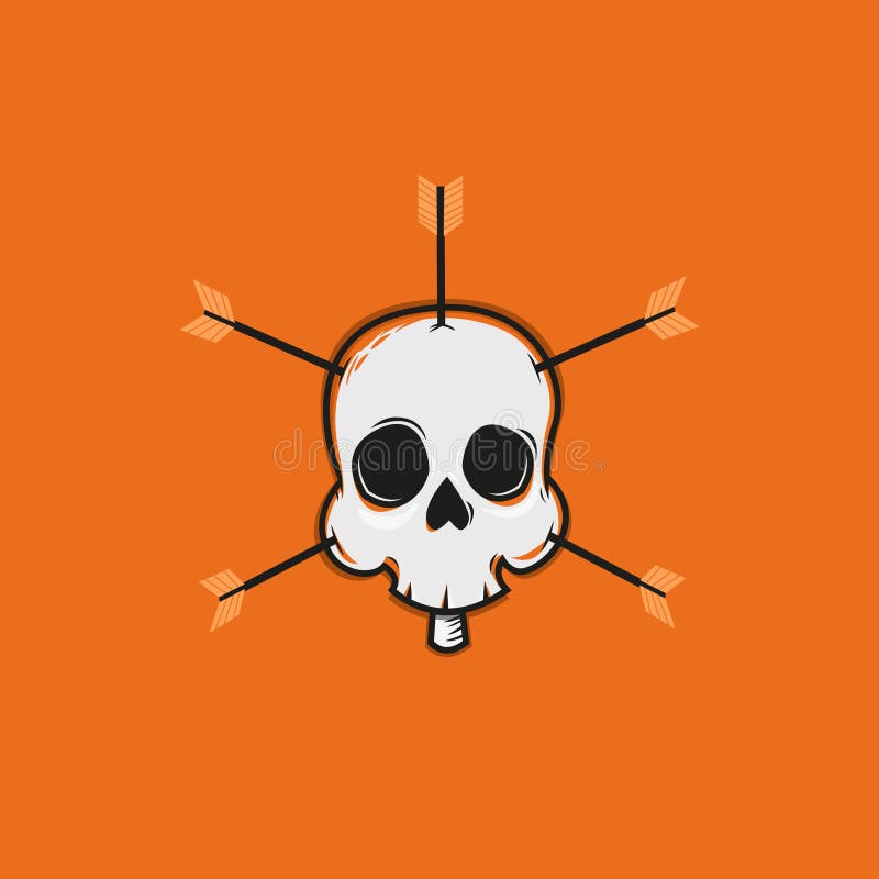 Skull with Arrow in flat stock vector. Illustration of halloween ...