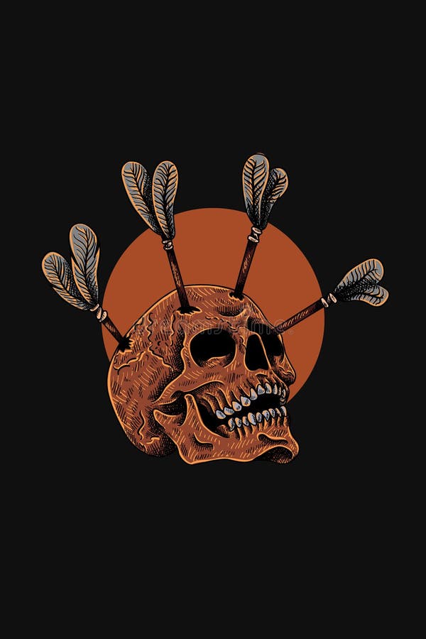 Skull with Arrows Vector Illustration Stock Vector - Illustration of ...
