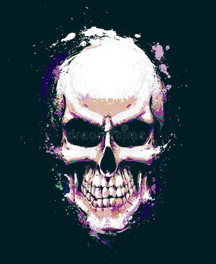Skull Artistic Splatter Purple N Green Stock Vector - Illustration of ...