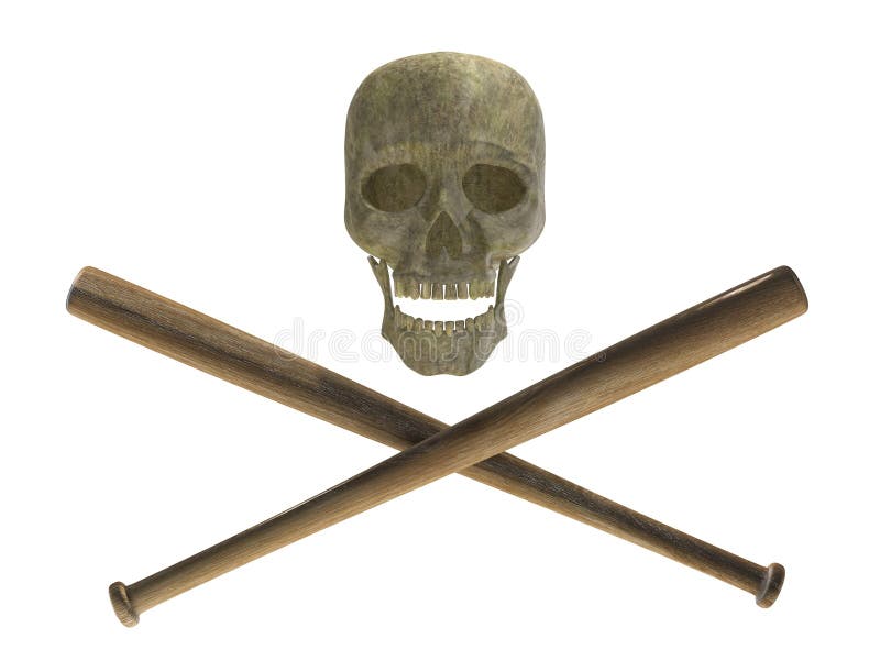 Skull with Baseball Bats 3d Rendering Stock Illustration - Illustration ...