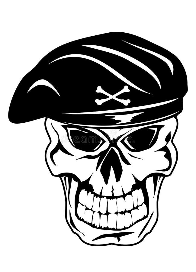 Skull in beret stock vector. Illustration of skeleton - 26046323