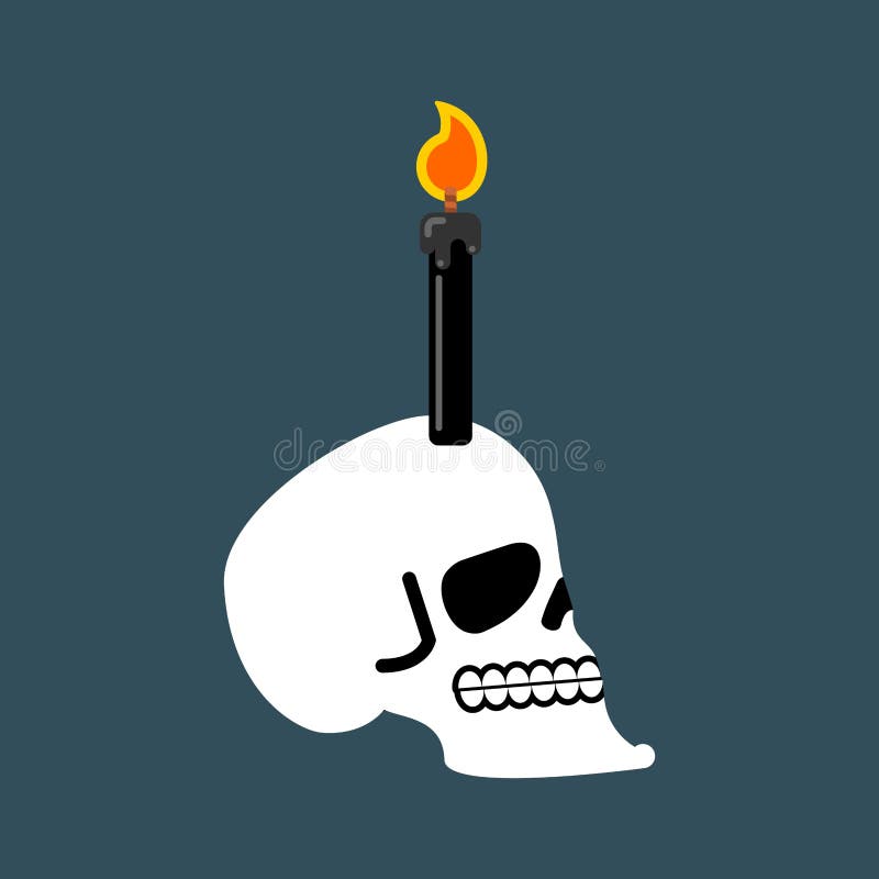 Skull for Black Magic. Head of Skeleton and Black Candle Stock Vector ...