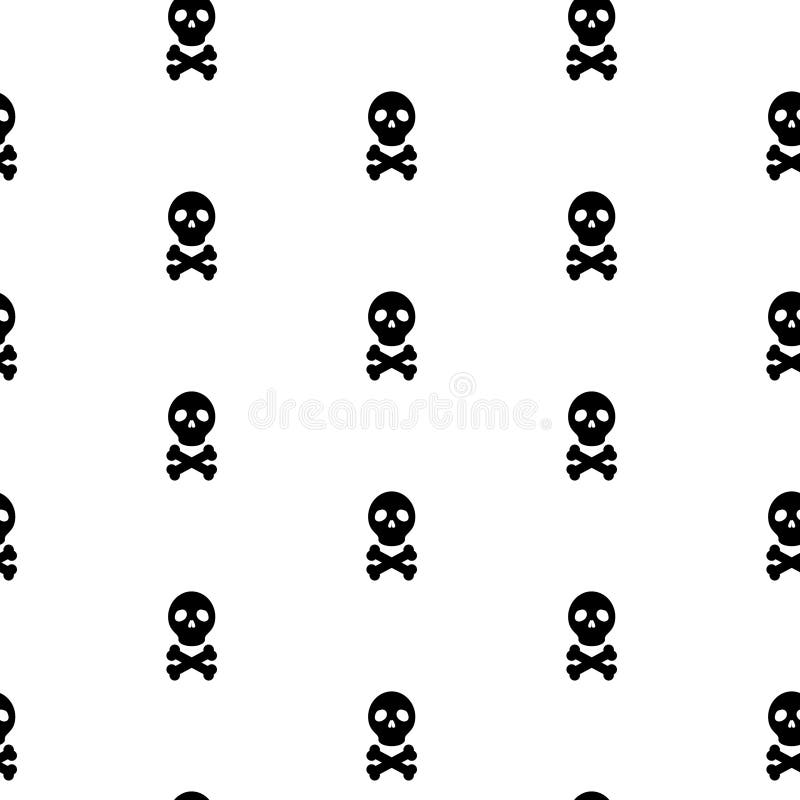 Skull Black and White Continuous Vector Pattern. Stock Vector ...