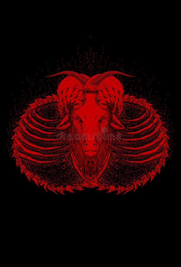 Goat Skull with Skeleton Artwork Illustration Stock Vector ...