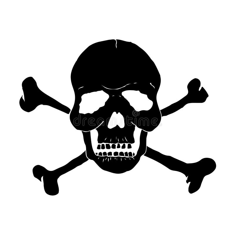 Skull and Bones of Black on a White Background Stock Vector ...