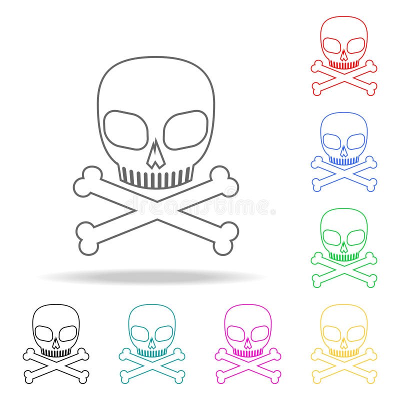 Skull and Bones . Elements of Human Death in Multi Colored Icons ...