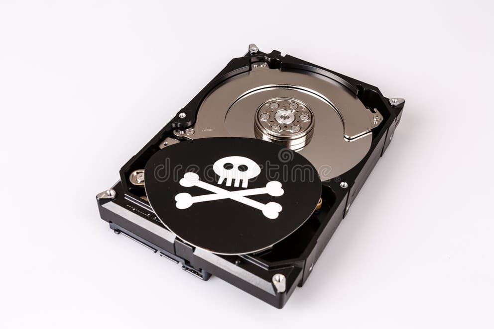 Skull with Bones and Hard Drive from Computer, Cyber Security Concept ...
