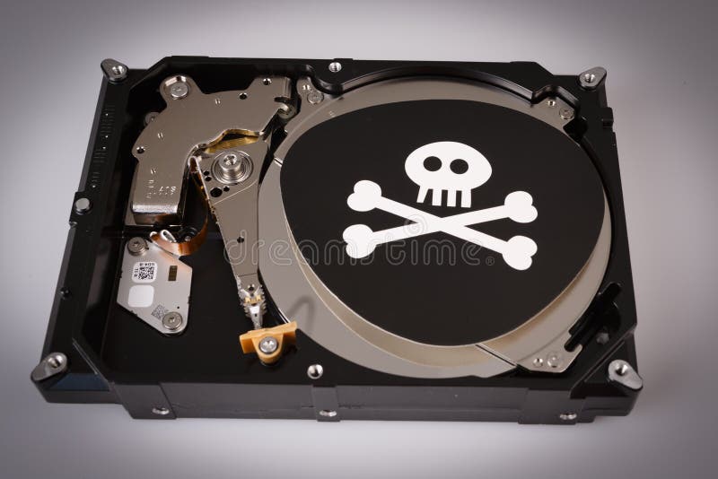 Skull with Bones and Hard Drive from Computer, Cyber Security Concept ...