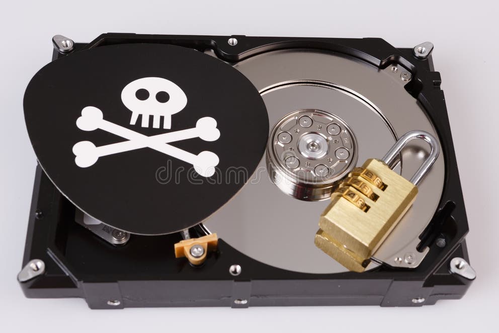Skull with Bones and Hard Drive from Computer, Cyber Security Concept ...