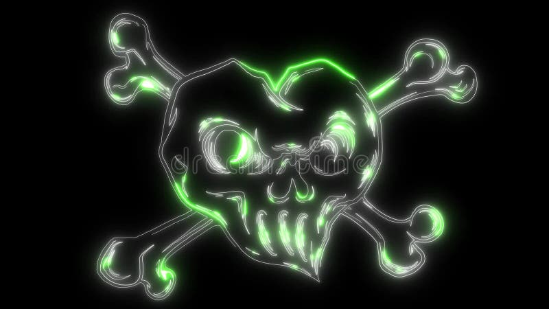 Skull with Bones Sign. Laser Animation Stock Video - Video of halloween ...