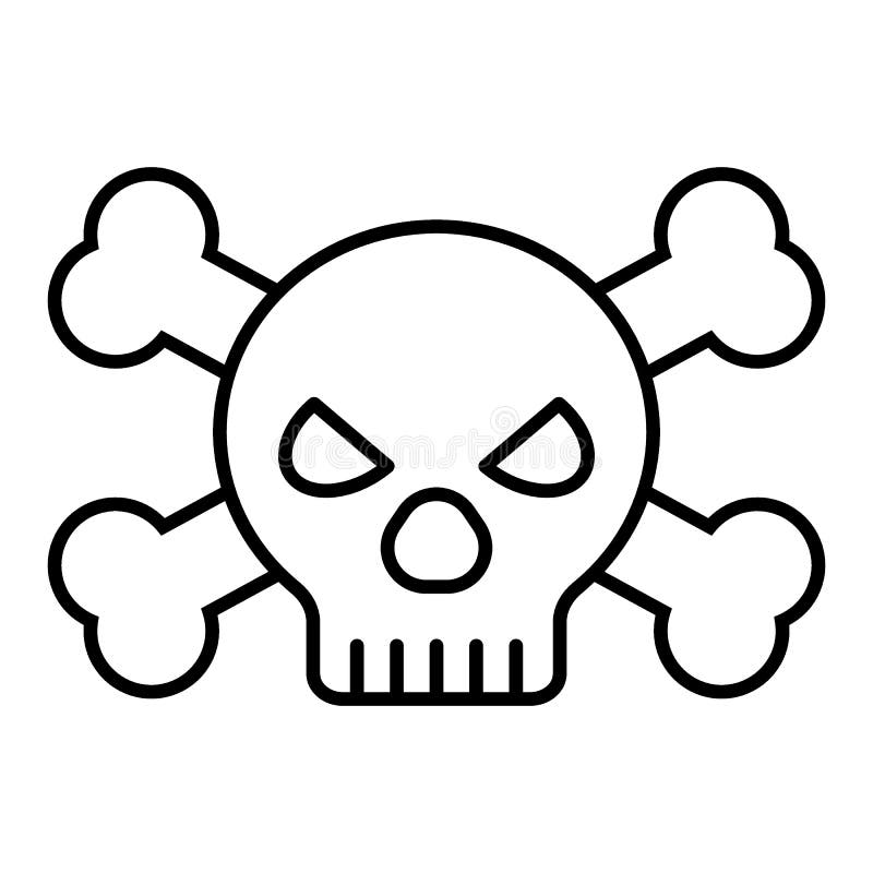 Skull and Bones Line and Glyph Icon. Danger Vector Illustration ...