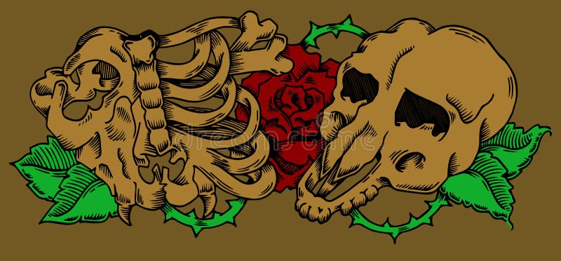 Skull and Bones Vector Tattoo Flash Stock Vector - Illustration of logo ...