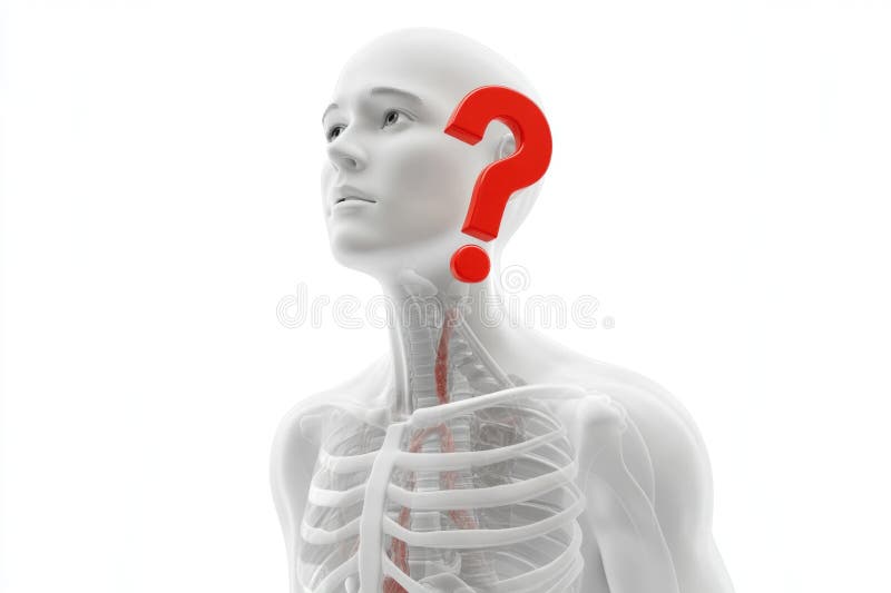 A Skull with a Bright Red Question Mark on Its Chest Stock Photo ...