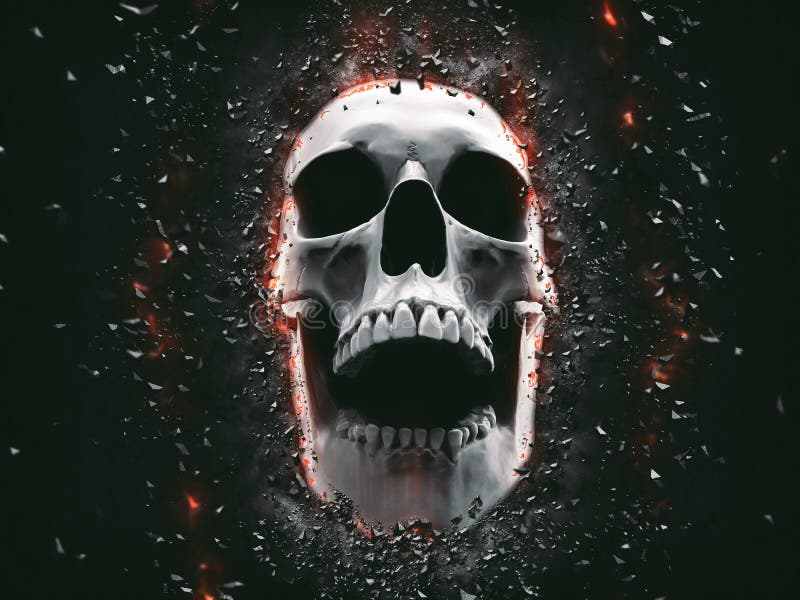 Skull Bursting through the Wall Stock Illustration - Illustration of ...