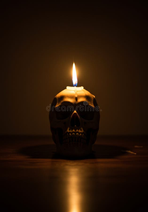 Skull Candlelight Still Life Stock Illustration - Illustration of still ...