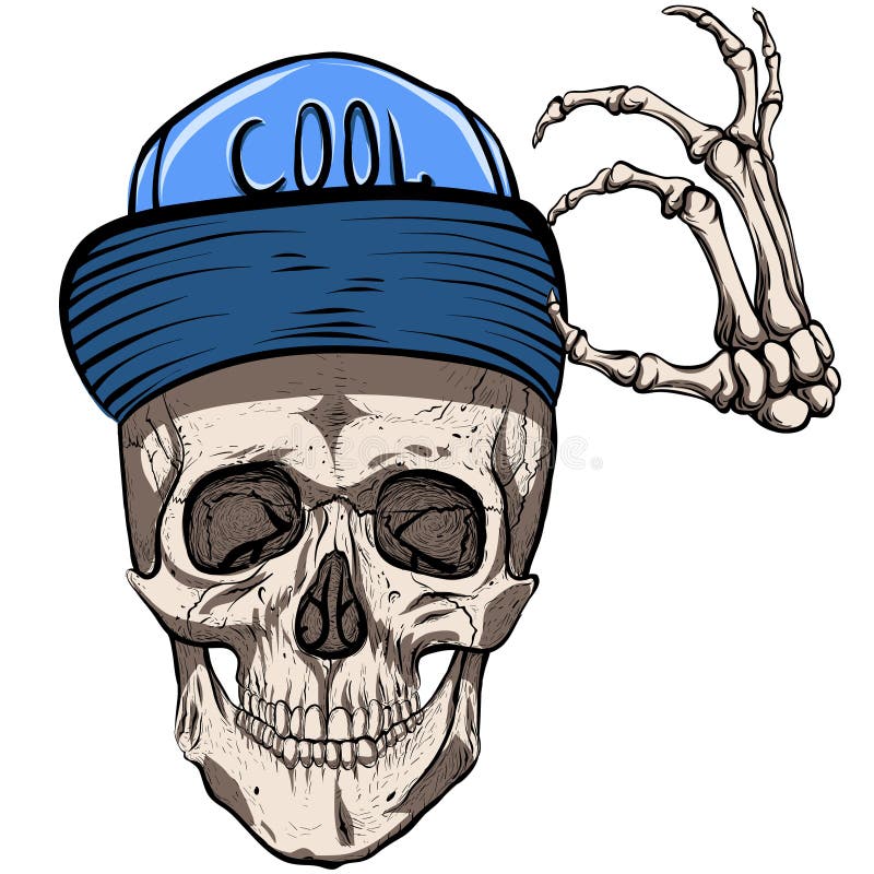 Skull in a cap. stock vector. Illustration of headdress - 100998668