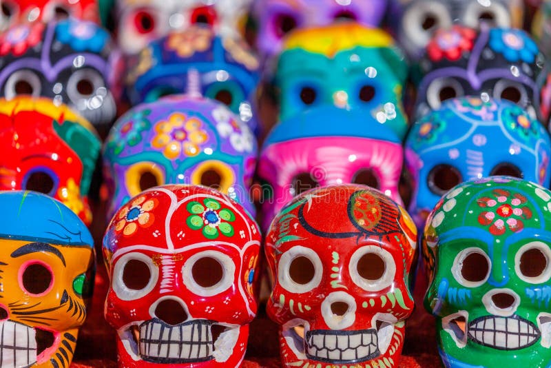 Skull Ceramic Handicraft, Calaveras Pattern in a Row, Day of the Dead ...