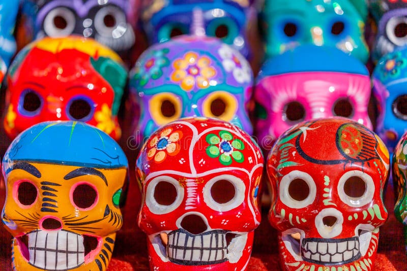 Skull Ceramic Handicraft, Calaveras Pattern in a Row, Day of the Dead ...