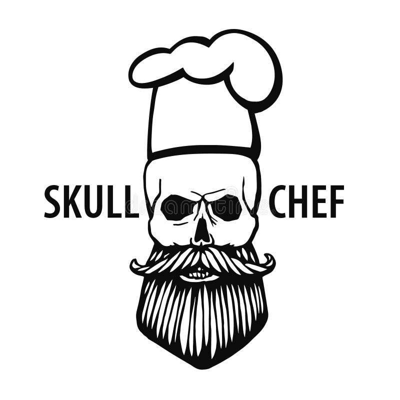 Skull in Chef Hat with Beard and Mustache Isolated Vector Illustration ...