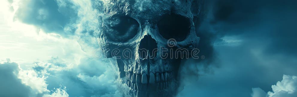 Skull in the Clouds, AI Generated Stock Illustration - Illustration of text, blue: 340776844