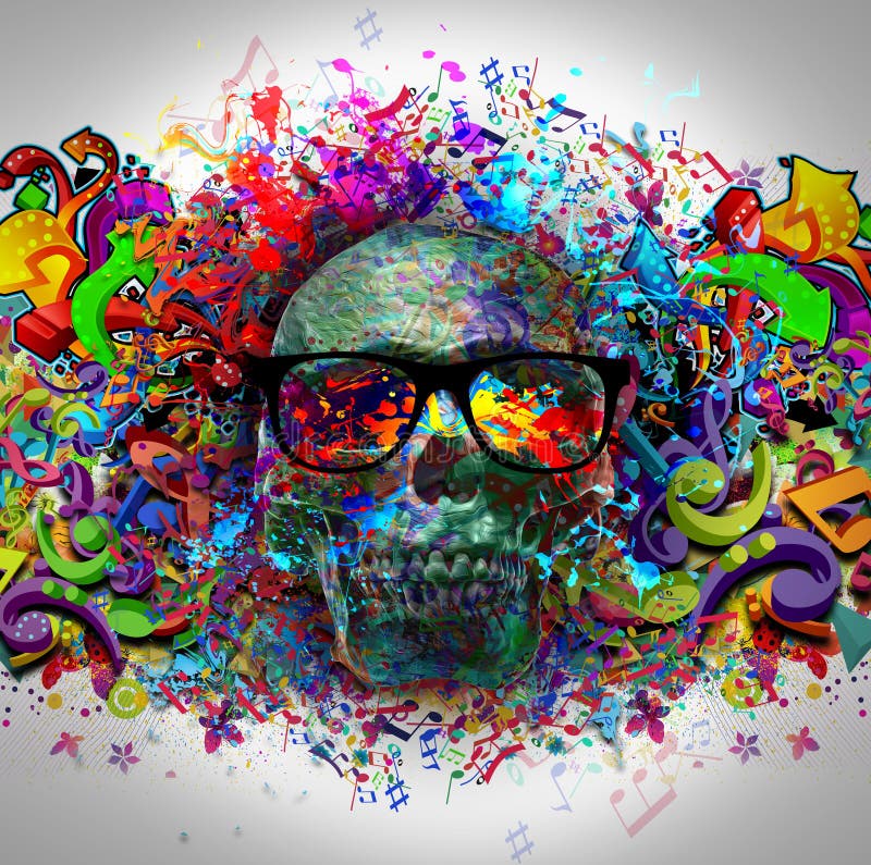 Skull Art .Hand Drawing on Paper. Stock Vector - Illustration of head ...