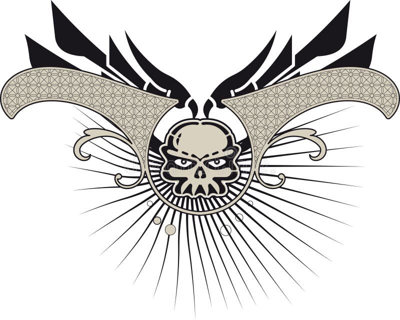 Two Faced Skull with Wings and Sword Stock Vector - Illustration of ...