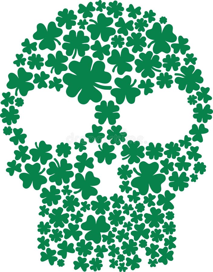 Skull Composed with Clovers Stock Vector - Illustration of green ...