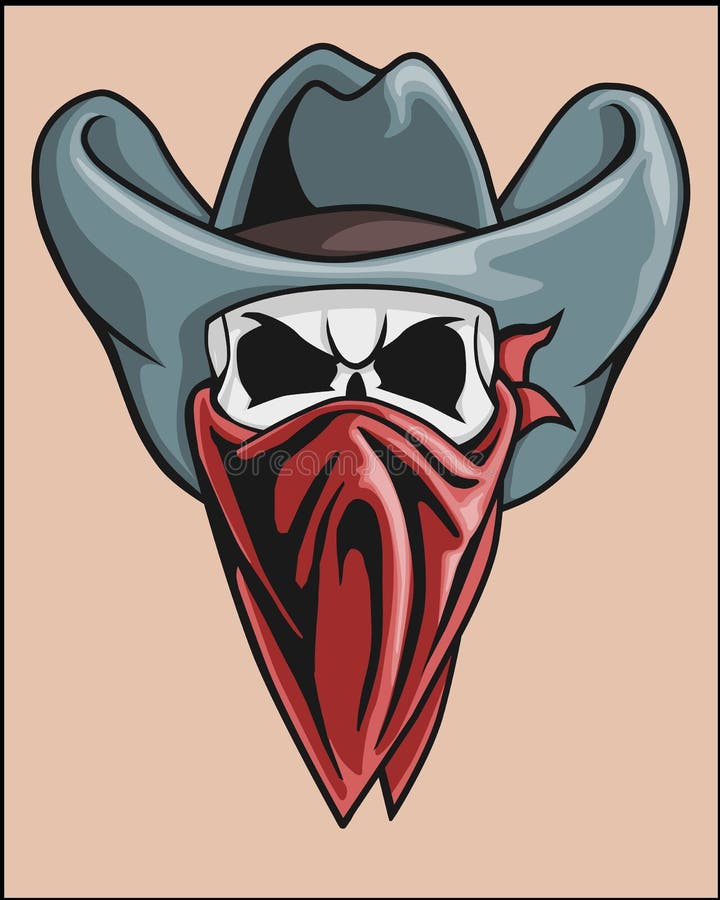 Skull cowboy stock illustration. Illustration of cartoon - 204650381