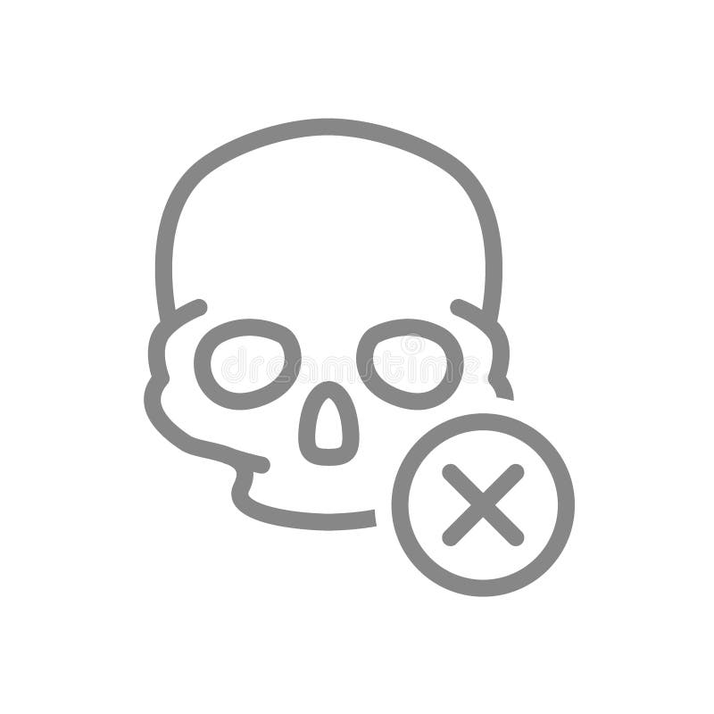 Skull with Cross Checkmark Line Icon. Bone Structure of the Head ...