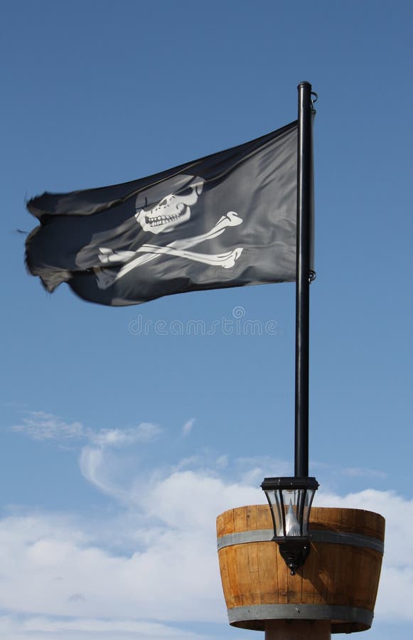 Skull & Crossbones Pirate Flag Stock Image - Image of crossbones, blue ...