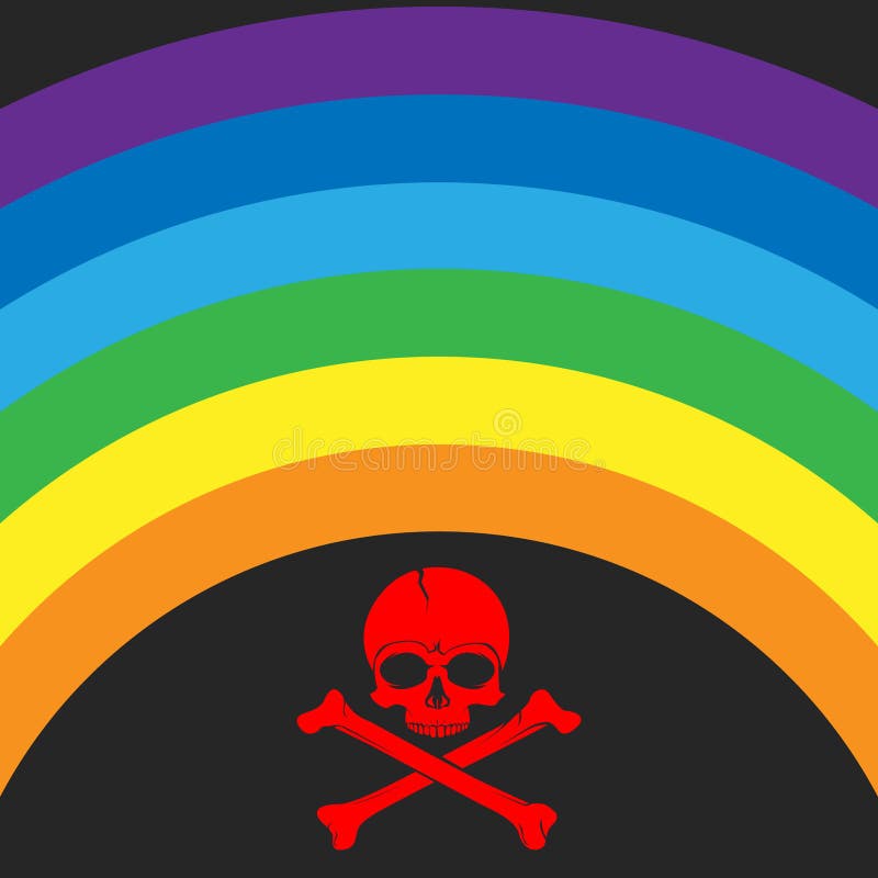 Rainbow Pirate Flag With Heart Jolly Roger Stock Vector - Illustration ...