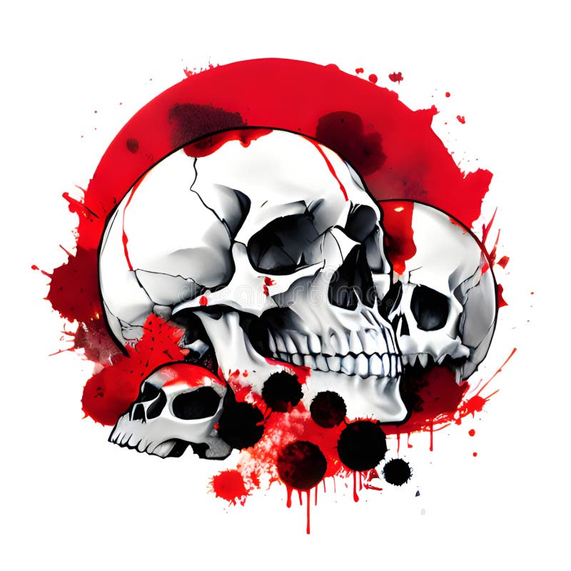 Skull and Crossbones with Red Blood Stock Illustration - Illustration ...