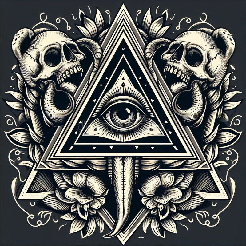 A Skull and Crossbones with a Triangle and an Eye in the Middle Stock ...