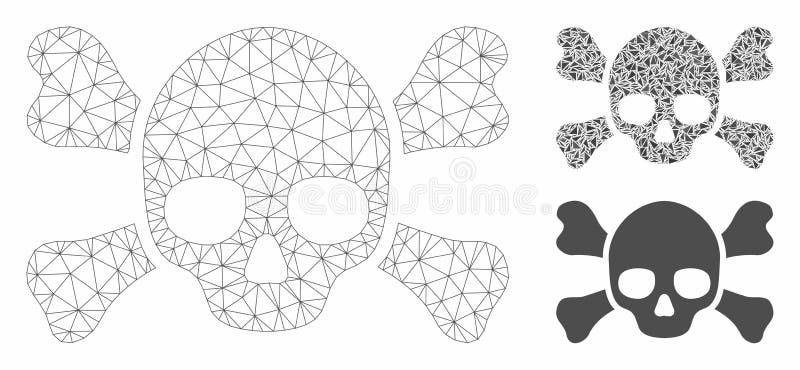 Skull Crossbones Vector Mesh Network Model and Triangle Mosaic Icon ...